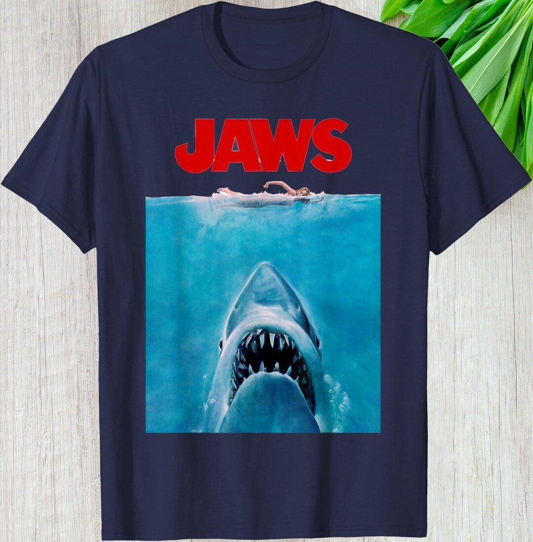 Jaws Graphic T-shirt: Retro Movie Design (50th Anniversary) - Etsy