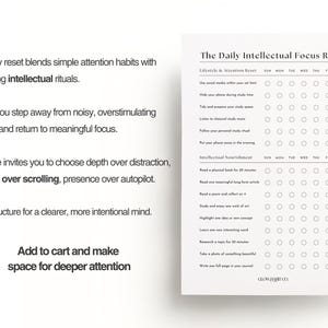 Intellectual Focus Reset Checklist • Mindful Daily Ritual Page PDF - Etsy