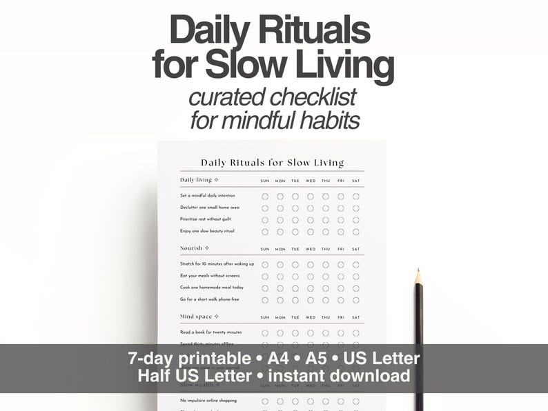 Daily Rituals for Slow Living Printable - Etsy