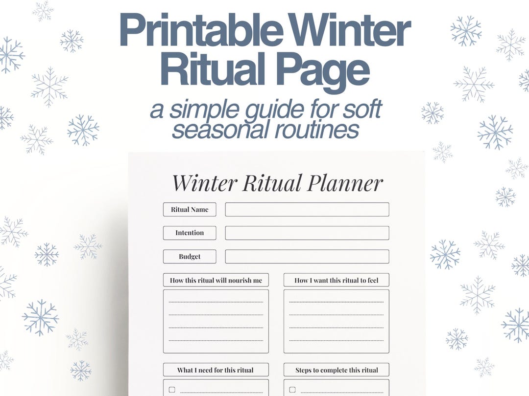 Printable Winter Ritual Template, Cozy Self Care Routine Planner ...