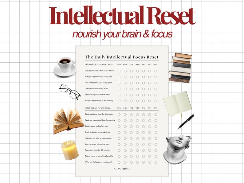 Intellectual Focus Reset Checklist • Mindful Daily Ritual Page PDF - Etsy