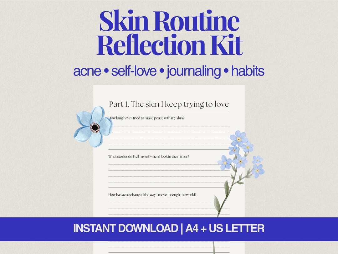 Skin Routine Reflection Kit | Minimal Self-care Journal PDF - Etsy