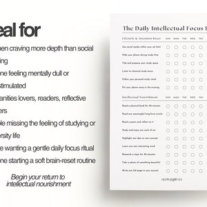 Intellectual Focus Reset Checklist • Mindful Daily Ritual Page PDF - Etsy