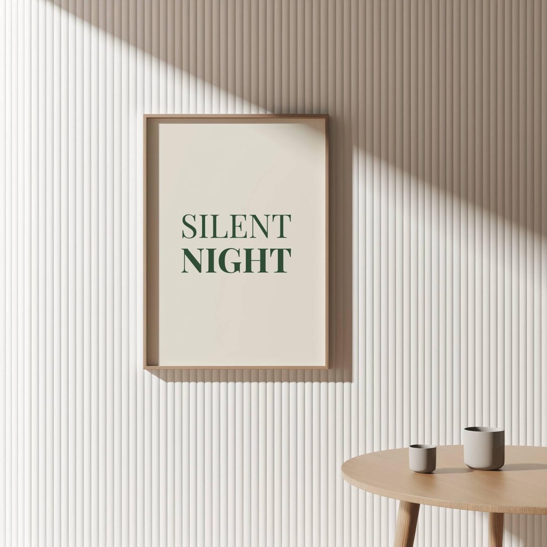 Silent Night Printable Wall Art, Minimalist Xmas Print, Scandinavian ...