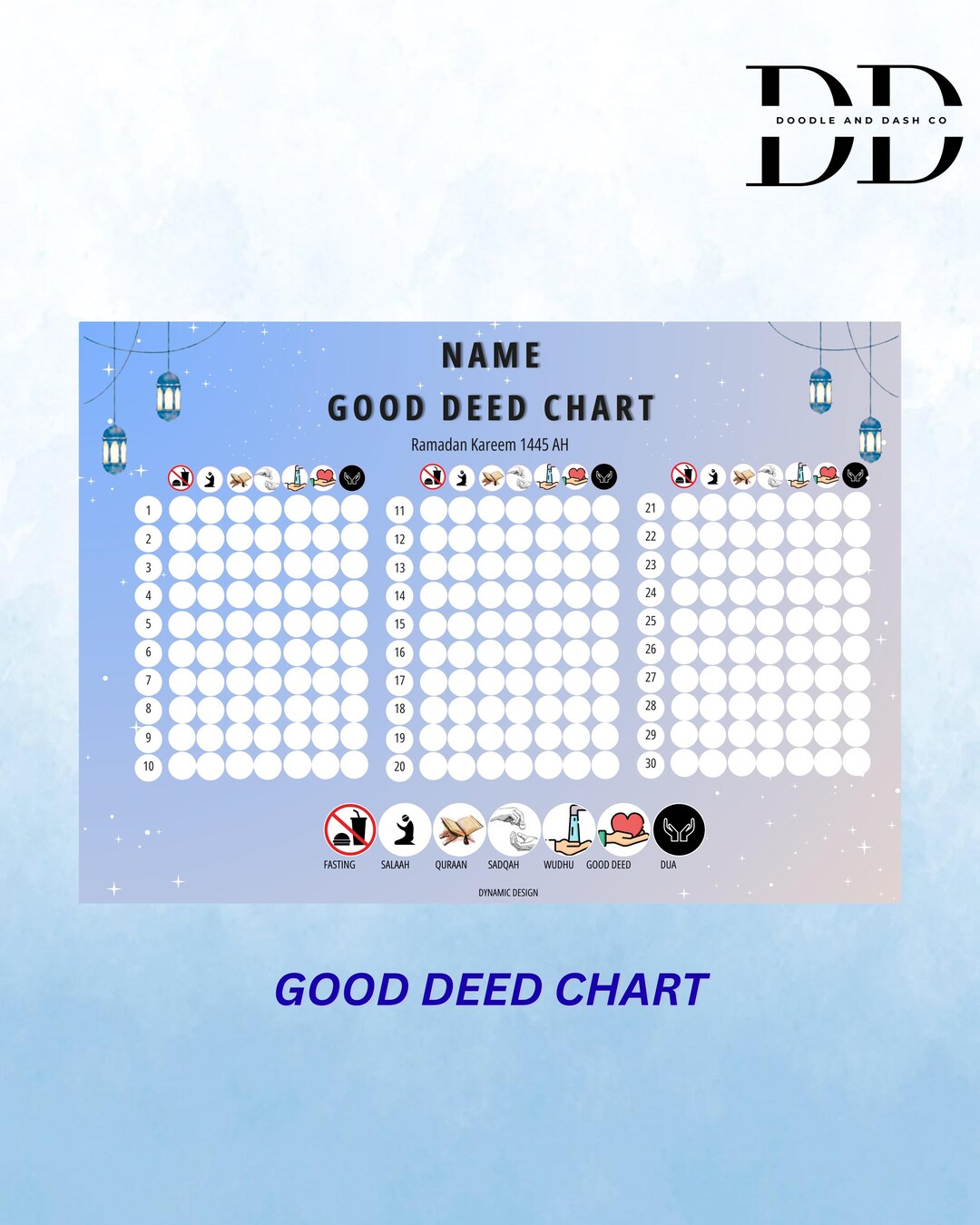 Kids Blue Good Deed Tracker • Islamic Reward System • Personalised ...