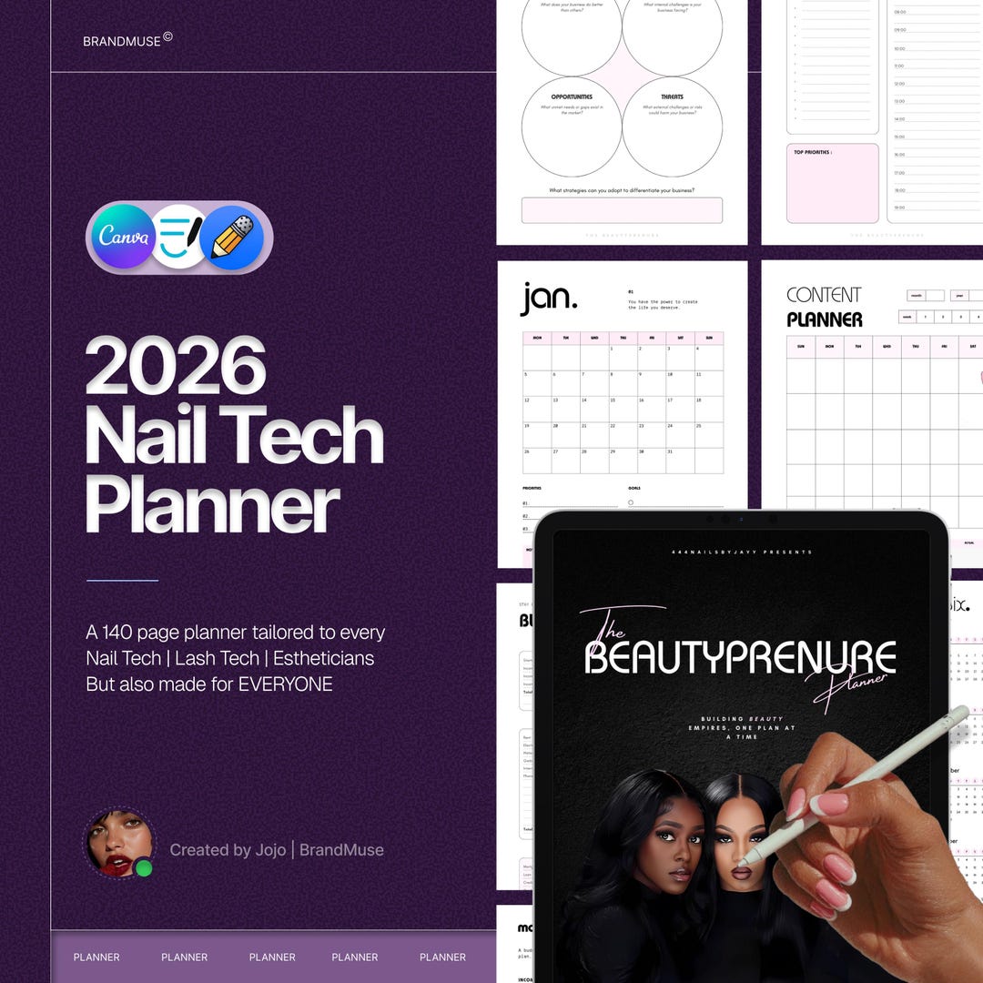 2026 Nail Tech Planner | 2026 Business Planner | Business Planner ...