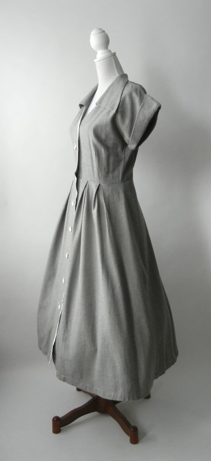 1950s Style Dress, Vintage Grey Dress, Retro 50 Dress, Vintage ...