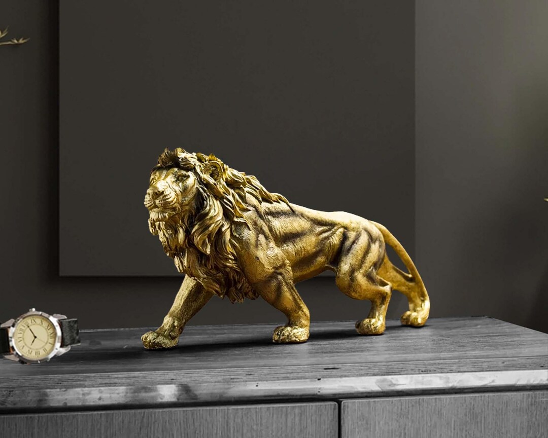 Resin Lion Statue, Crown Lion Sculpture Decoration, Lion Decorative ...