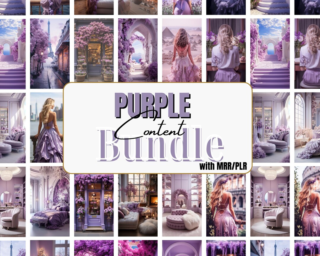 Purple Content Library: 200 Images and 50 Reels With PLR and MRR ...
