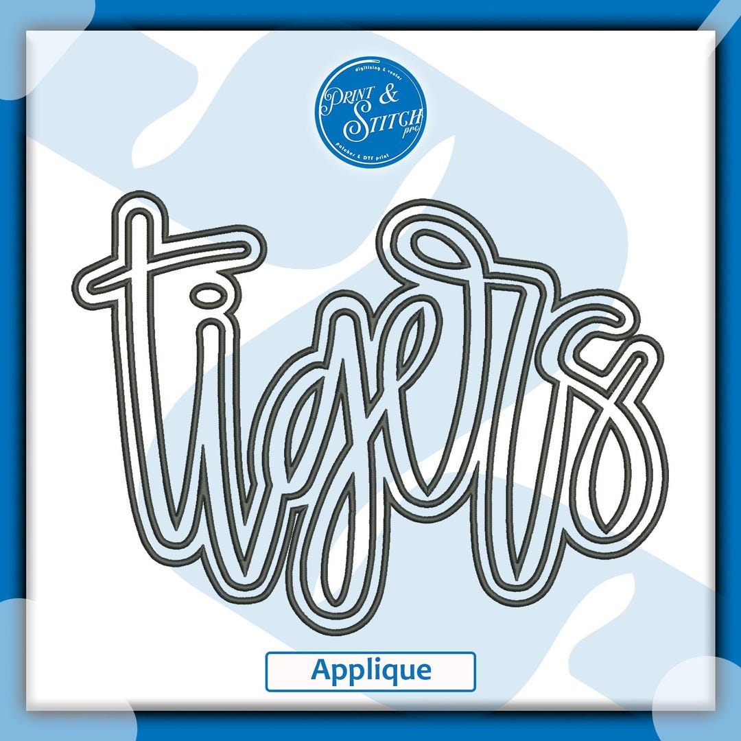 Tigers Applique Embroidery Design | Script Lettering | Digital Download - Etsy