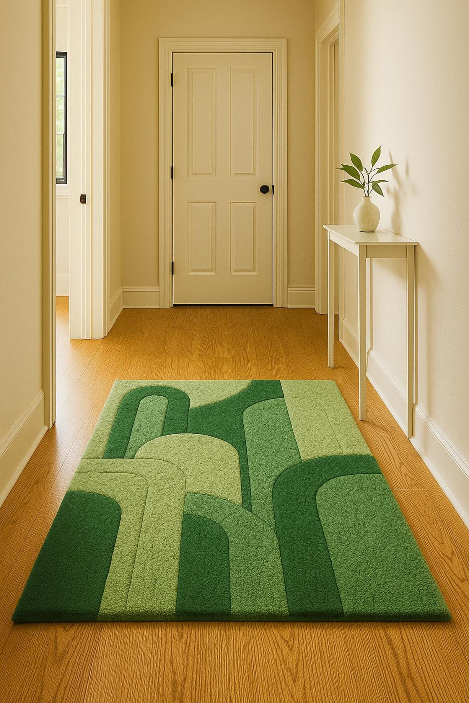 Green Abstract Wool Rug | Hand-tufted Arch Pattern Carpet - Etsy