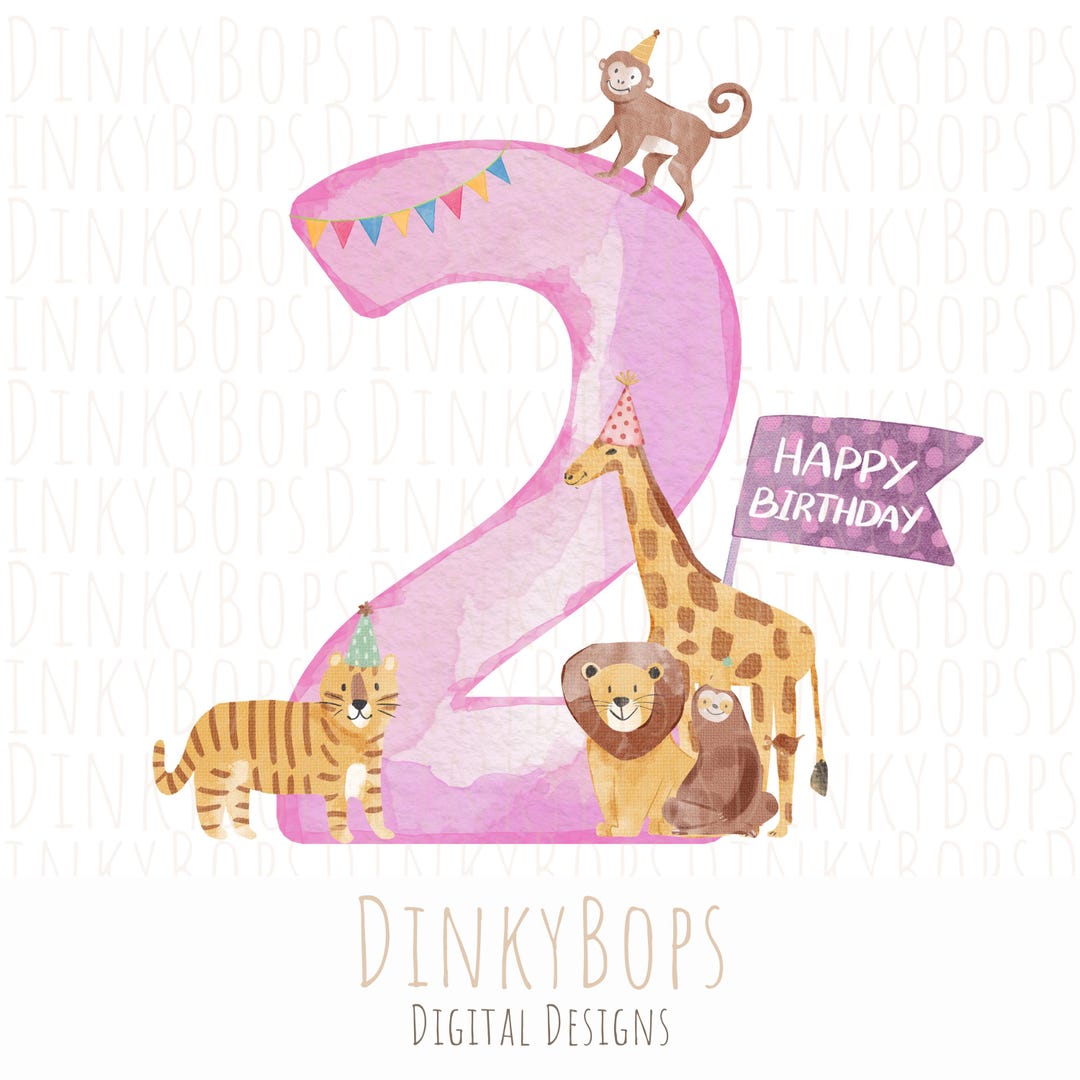 Safari Second Birthday PNG, Jungle Animals Clipart, Digital Download ...