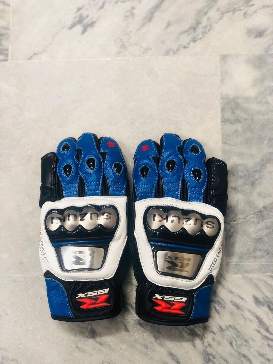 Suzuki GSX Leather Motorcycle Gloves With Knuckle Protection - Etsy