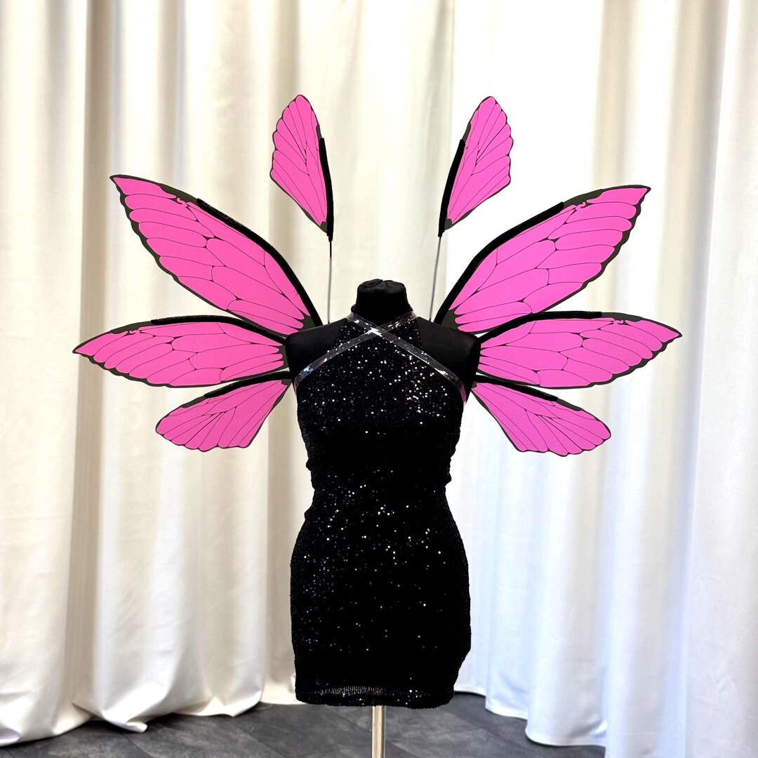 Pink Butterfly Elf Fairy Wings Adult Cosplay, Magenta Plastic Costume ...