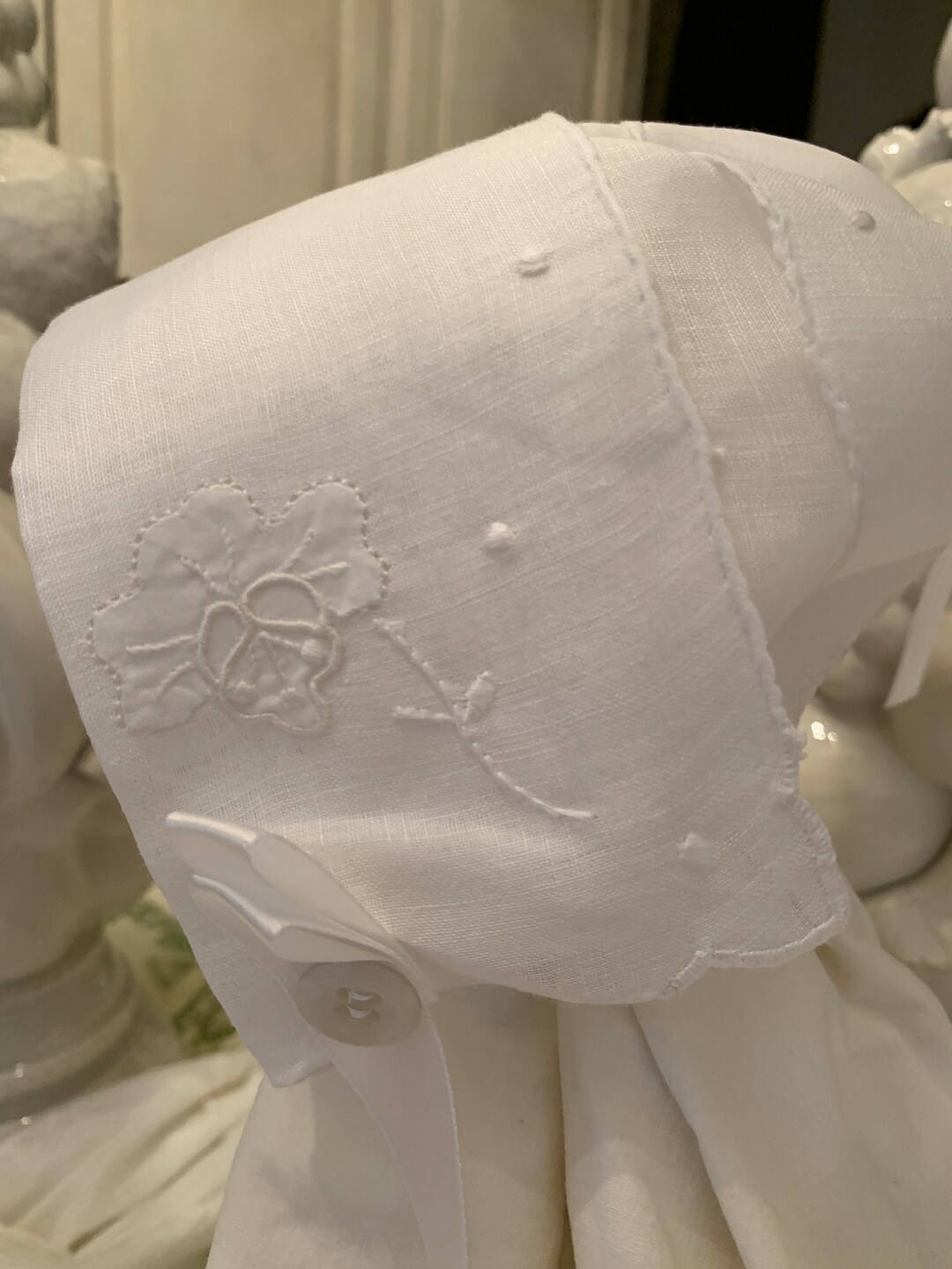 White Handkerchief Bonnet - Etsy