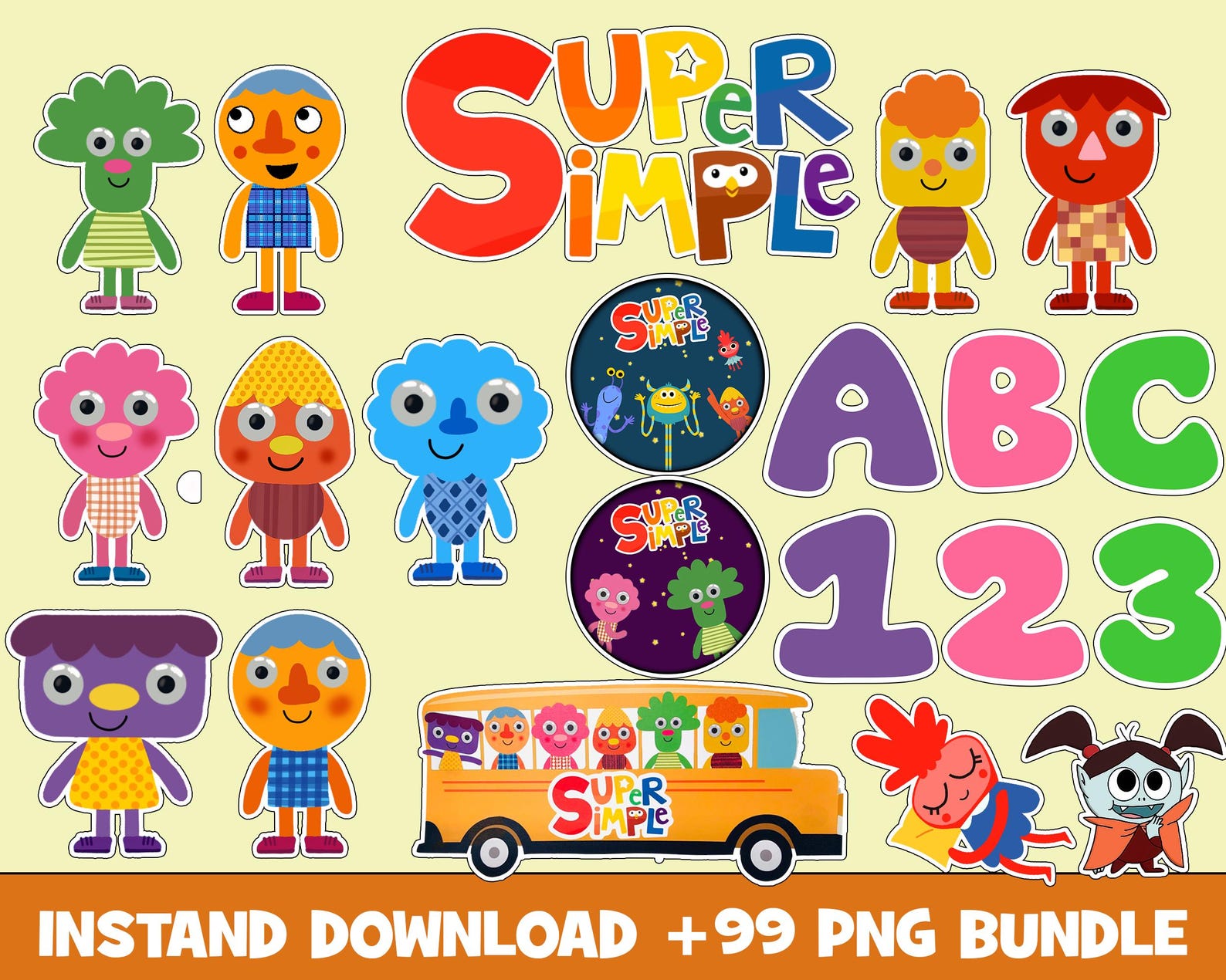 Instand Download Super Simple Song Mega PNG Bundle - Digital File - Etsy