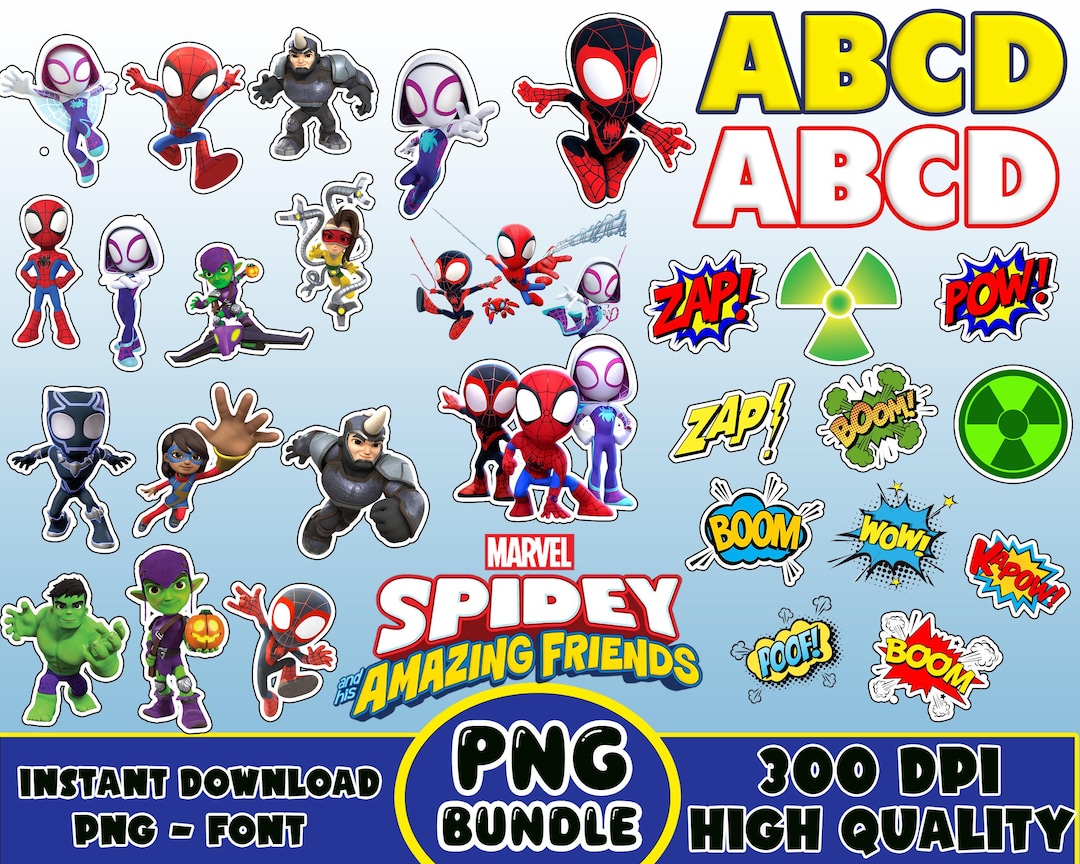 Spidey and Friends PNG Font Bundle (digital File) - Etsy