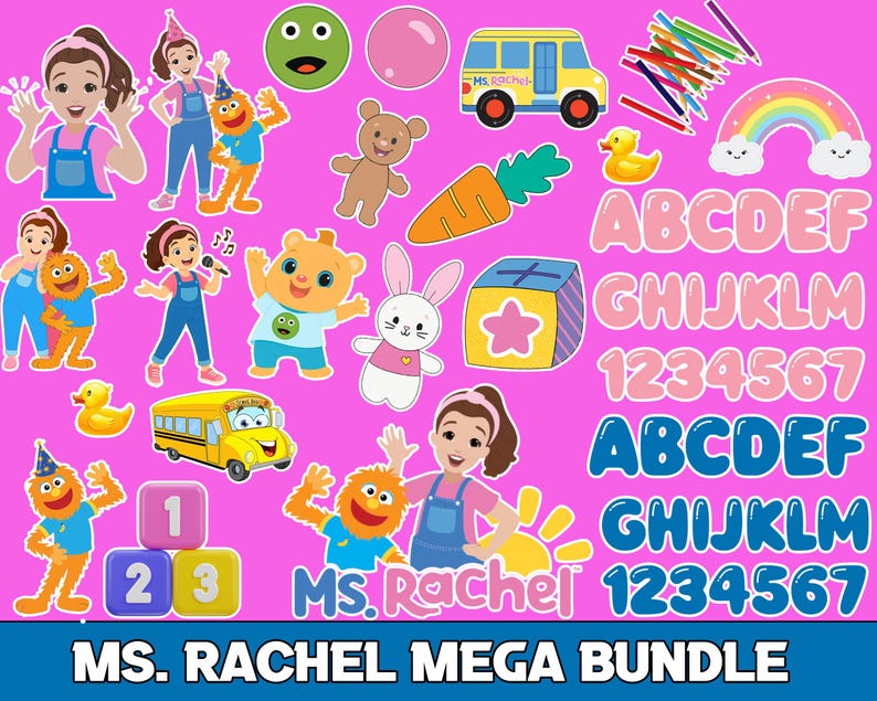 Instand Download Miss Rachel Mega PNG - Font Bundle - Digital File - Etsy