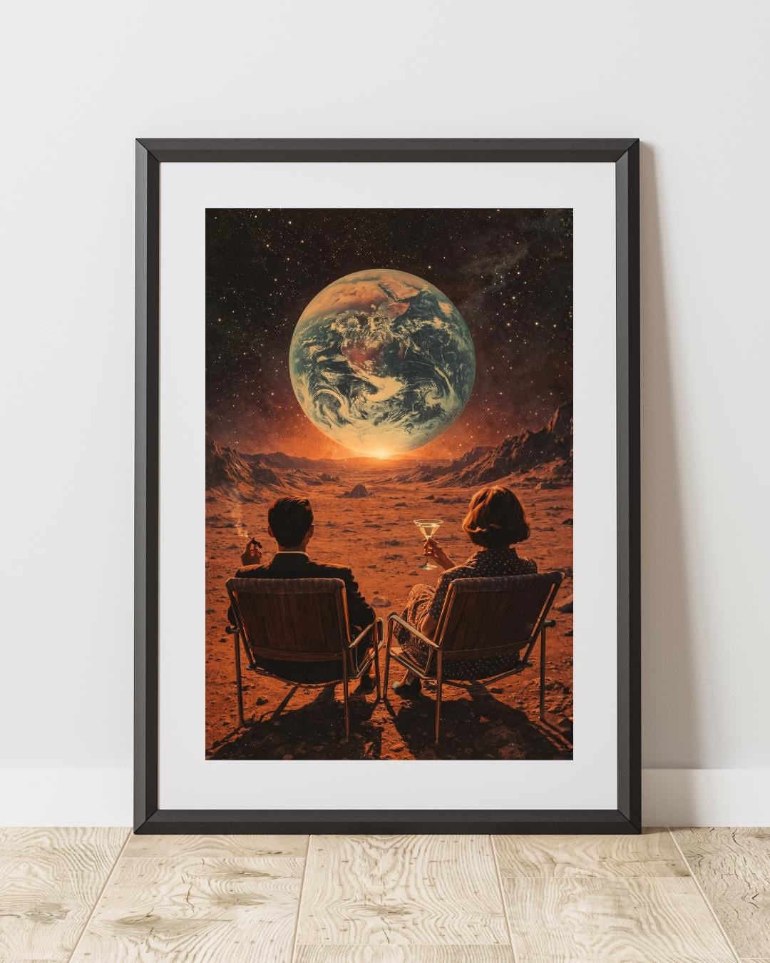 Surreal Space Couple Retro Sci-fi Art Print - Etsy