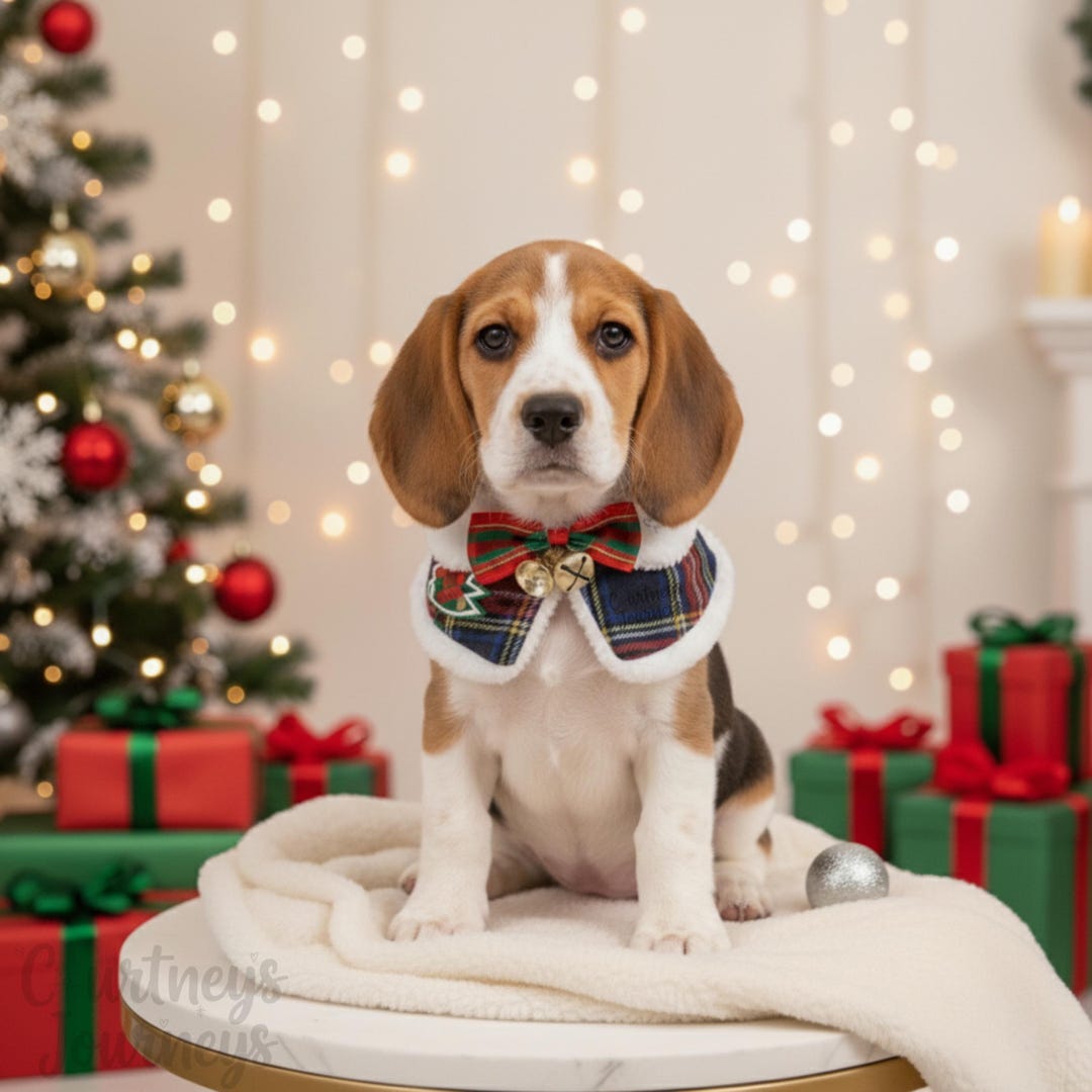 Christmas Dog Bandana Plaid, Flannel Pet Scarf With Faux Fur Collar for ...