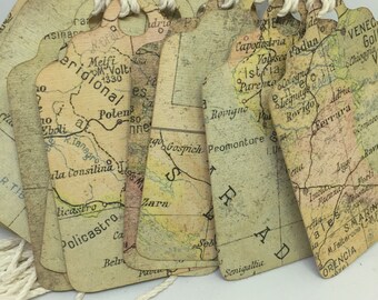 Vintage Map Gift Tags English Map 1959 Set of 10 | Etsy