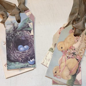 Springtime Easter Tags Shabby Floral Tags Bunny Tags Easter Basket Tags ...