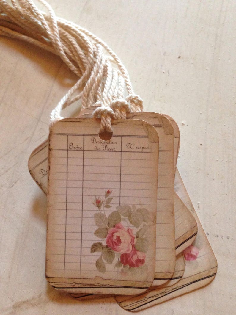 Gift Tags Ledger Tags Mini Ledger Tags Shabby Chic Tags | Etsy