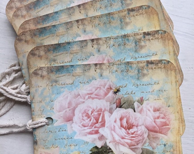 Gift Tags Pink French Country Floral Tags Pink Shabby Roses French ...