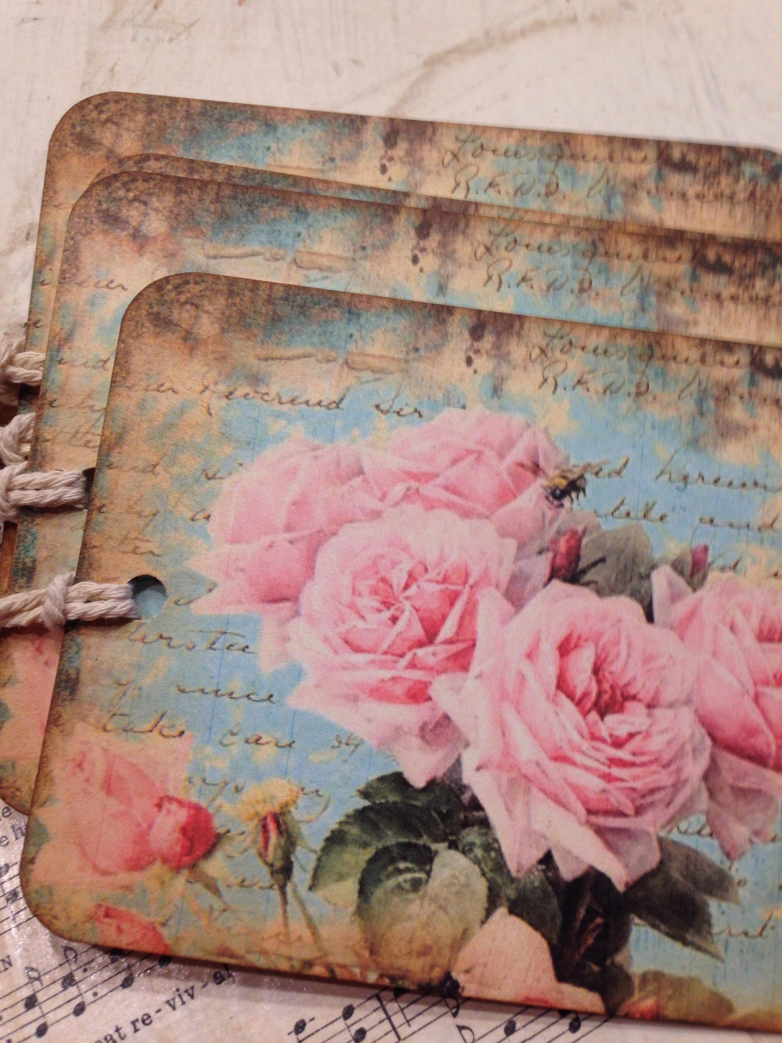 Gift Tags Pink French Country Floral Tags Pink Shabby Roses - Etsy