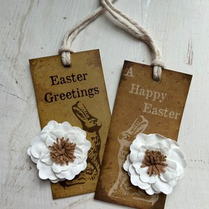 EASTER Rabbit Gift Tags Brown and White Sepia Easter Spring Decor ...