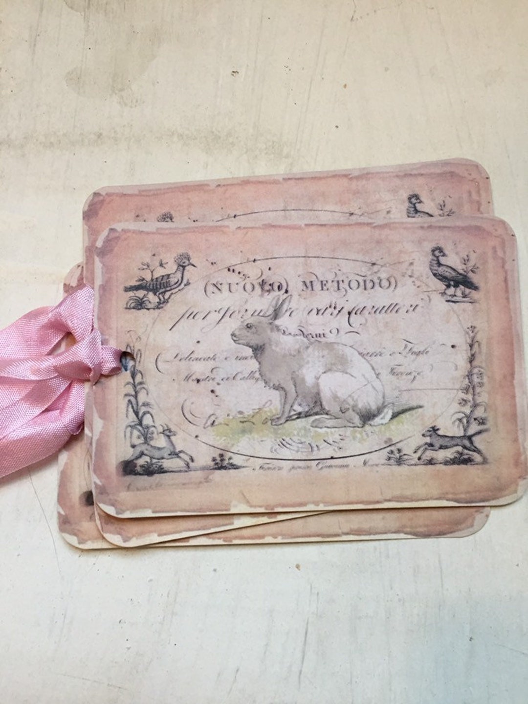 Gift Tags Vintage Rabbit Gift Tags Bunny Tags Easter Basket Tags French ...