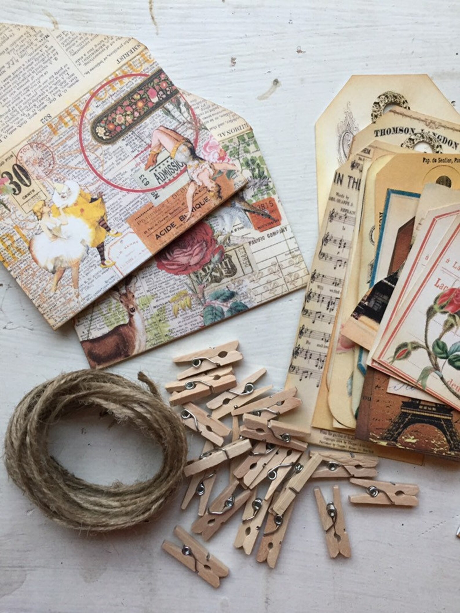 Antique Paper Ephemera Pack 15 Piece Card Stock Handmade | Etsy