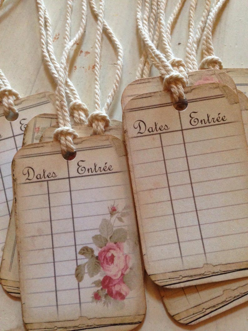Gift Tags Ledger Tags Mini Ledger Tags Shabby Chic Tags | Etsy