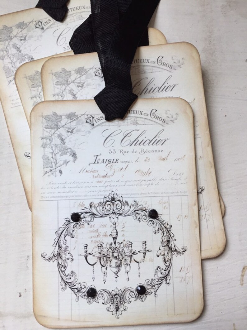 Ledger Gift Tags French Ledger Receipt Tags Chandelier Tags | Etsy