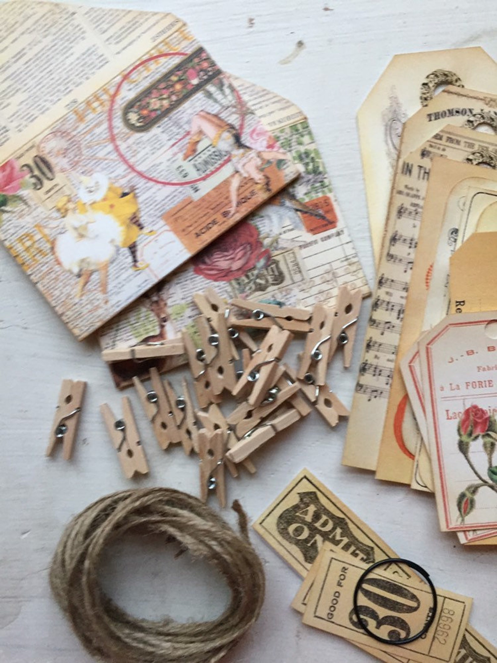 Antique Paper Ephemera Pack 15 Piece Card Stock Handmade | Etsy