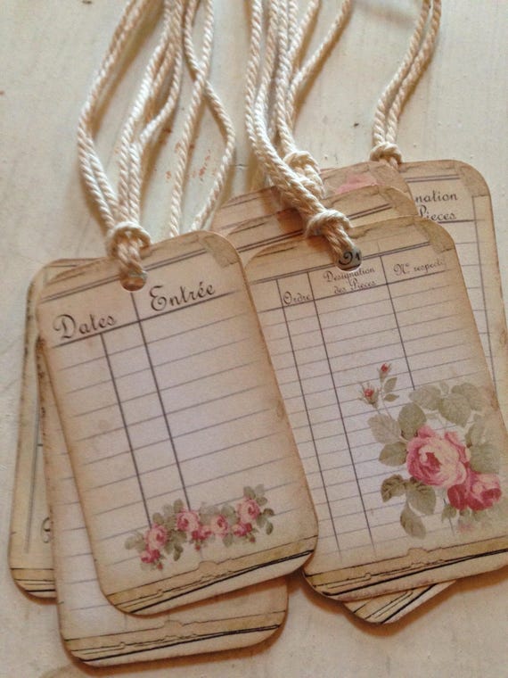 Gift Tags Ledger Tags Mini Ledger Tags Shabby Chic Tags | Etsy