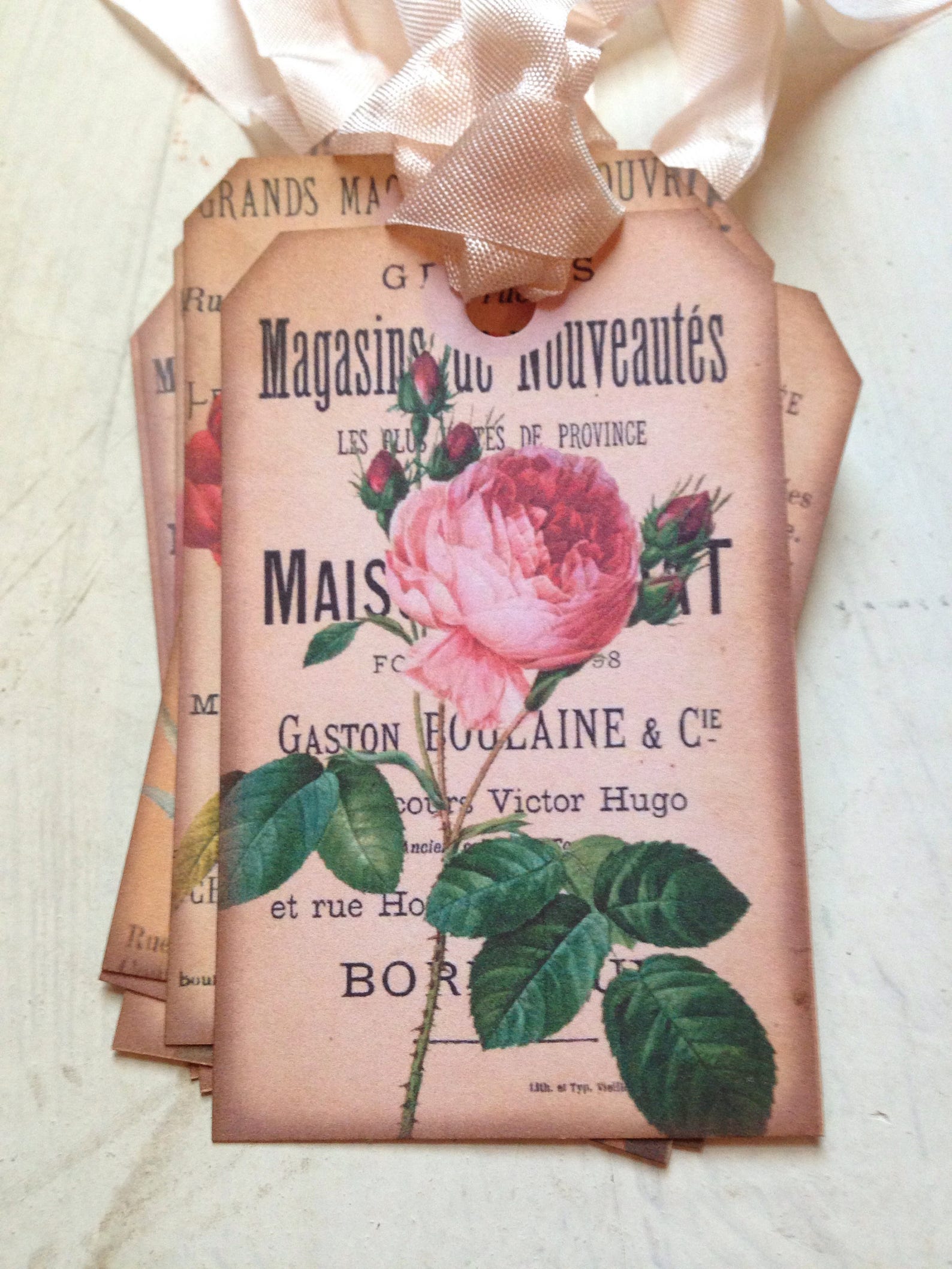 Gift Tags French Rose Advertisement Tags French Style Vintage | Etsy