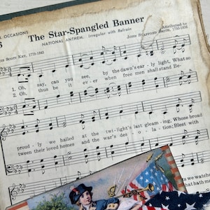 The Star Spangled Banner USA Patriotic Vintage Hymnal Music Sheet Sign ...