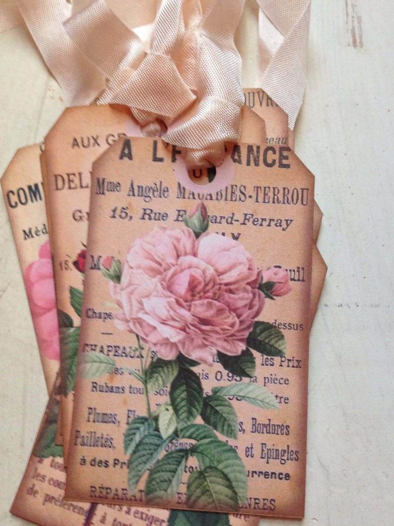 Gift Tags French Rose Advertisement Tags French Style Vintage | Etsy