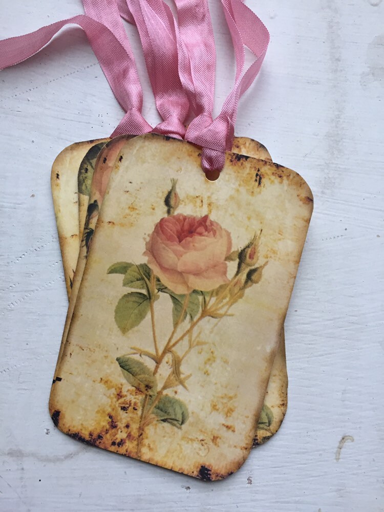 Gift Tags Vintage French Roses Tags French Style Hang Tags | Etsy