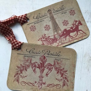 Flea Market Tags French Christmas Holiday Postcard Gift Tags - Etsy