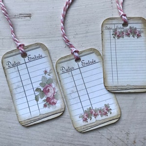 Gift Tags Ledger Tags Mini Ledger Tags Shabby Chic Tags Vintage Roses ...