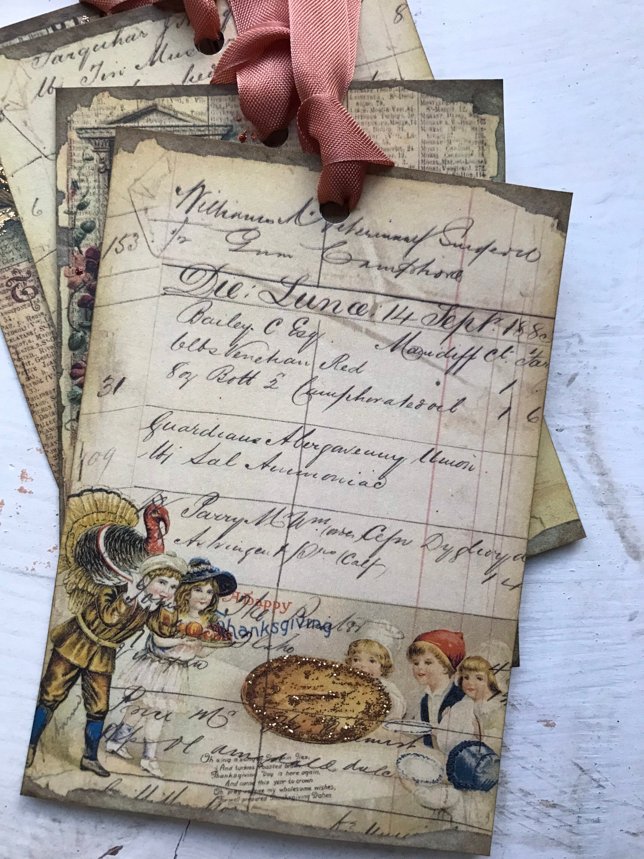 Fall Harvest Autumn Gift Tags Corn Pilgrims Turkey Wheat | Etsy