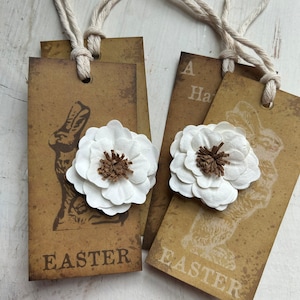 EASTER Rabbit Gift Tags Brown and White Sepia Easter Spring Decor ...