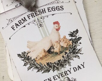Gift Tags Farm Fresh Milk Gift Tags Chicken and Eggs Tags Housewarming ...