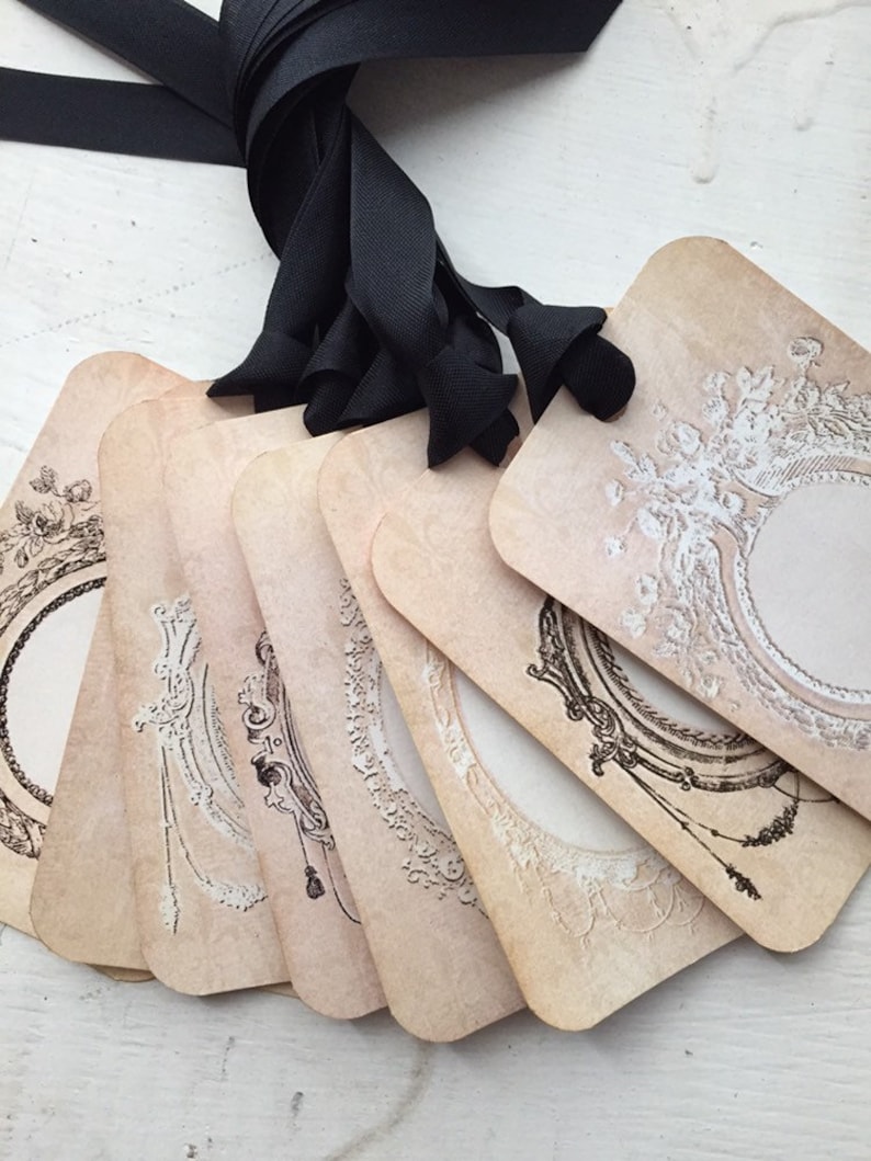 Shabby Chic Mirror Gift Tags: Vintage French Style, Set of 8 - Etsy