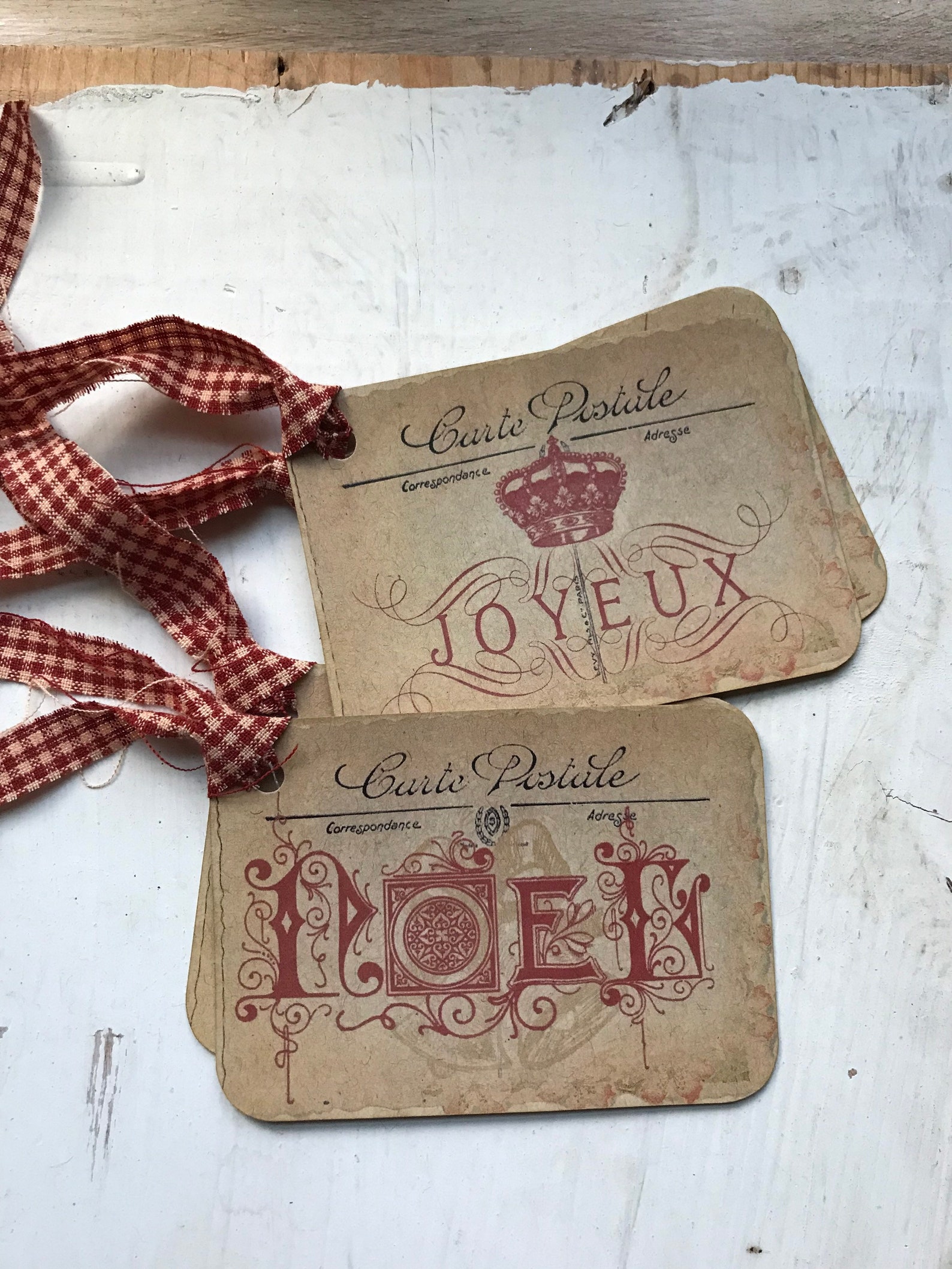Flea Market Tags French Christmas Holiday Postcard Gift Tags - Etsy