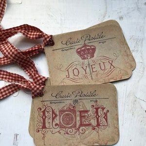 Flea Market Tags French Christmas Holiday Postcard Gift Tags - Etsy