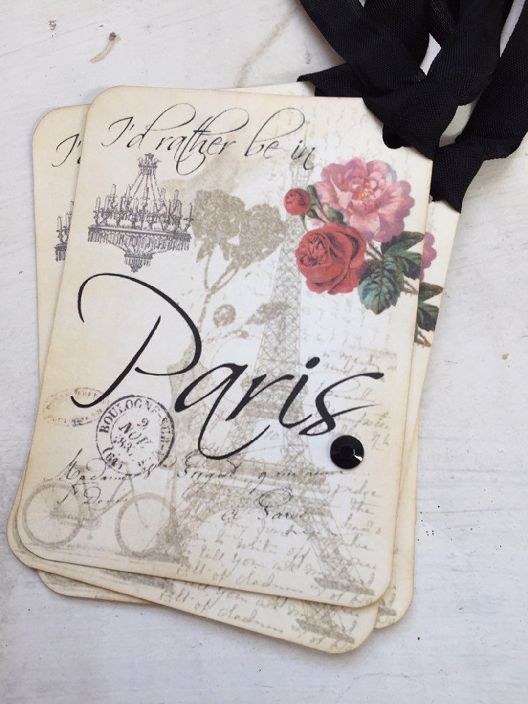 I'd Rather Be in Paris Gift Tags French Style Tags Eiffel Tower ...