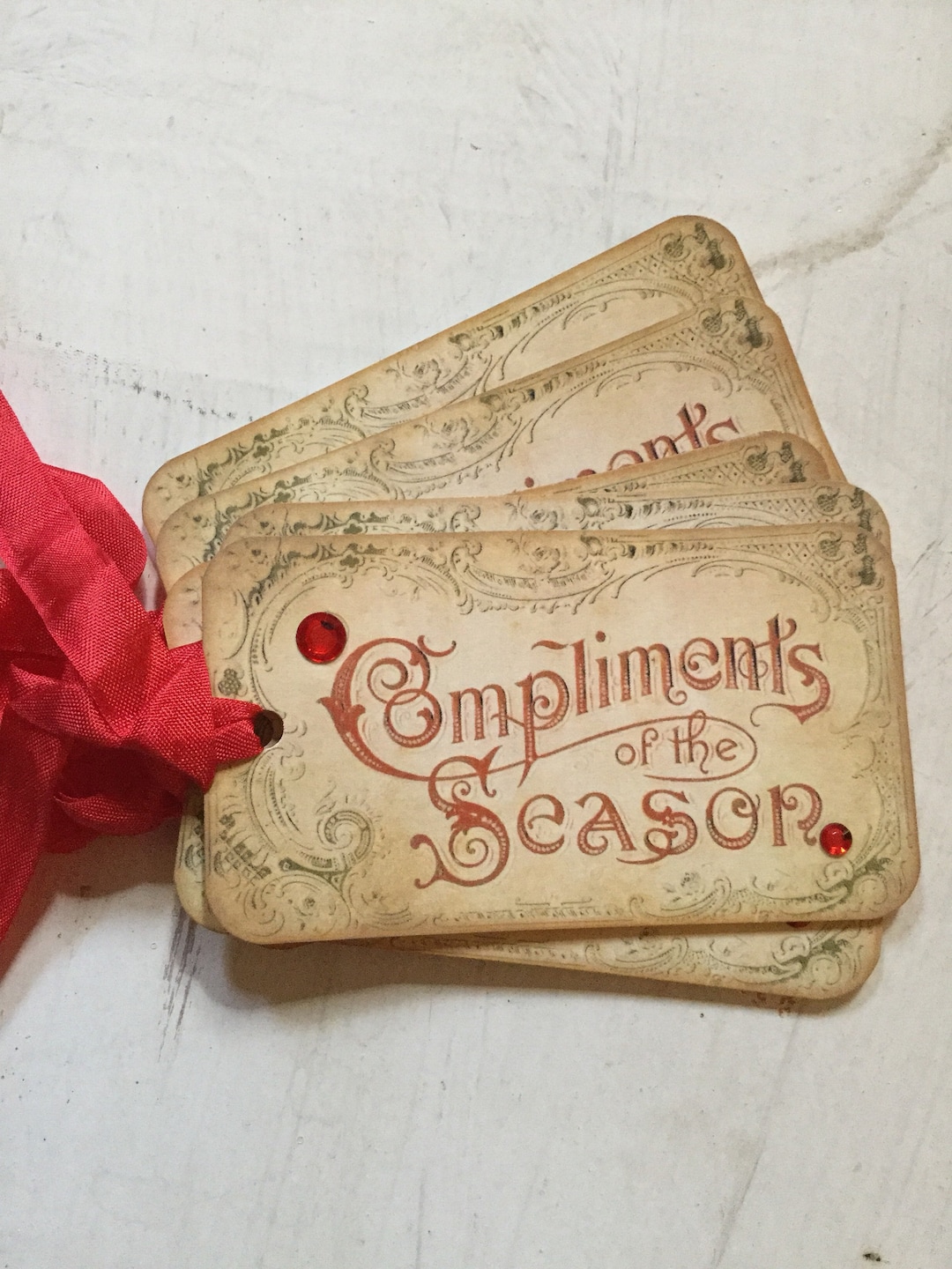 Christmas Gift Tags Compliments of the Season Red Christmas Gift Tags ...